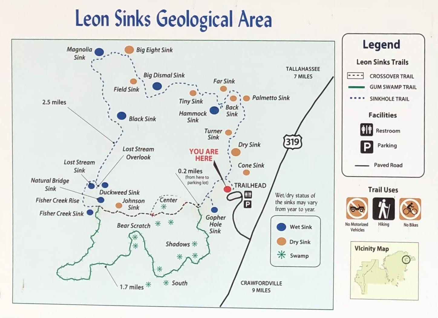 Leon Sinks Geological Area Day Hike – Trail and Ski